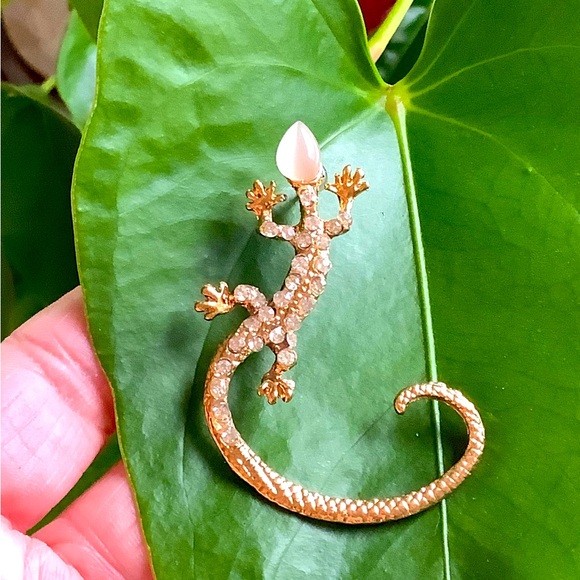 Vintage | Jewelry | Vintage Gold And Jeweled Salamander Pin | Poshmark